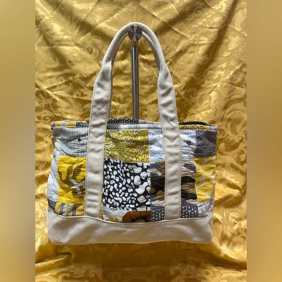 J. Crew | Bags | J Crew Cream Canvas Tote Handbag Multicolor Patchwork ...